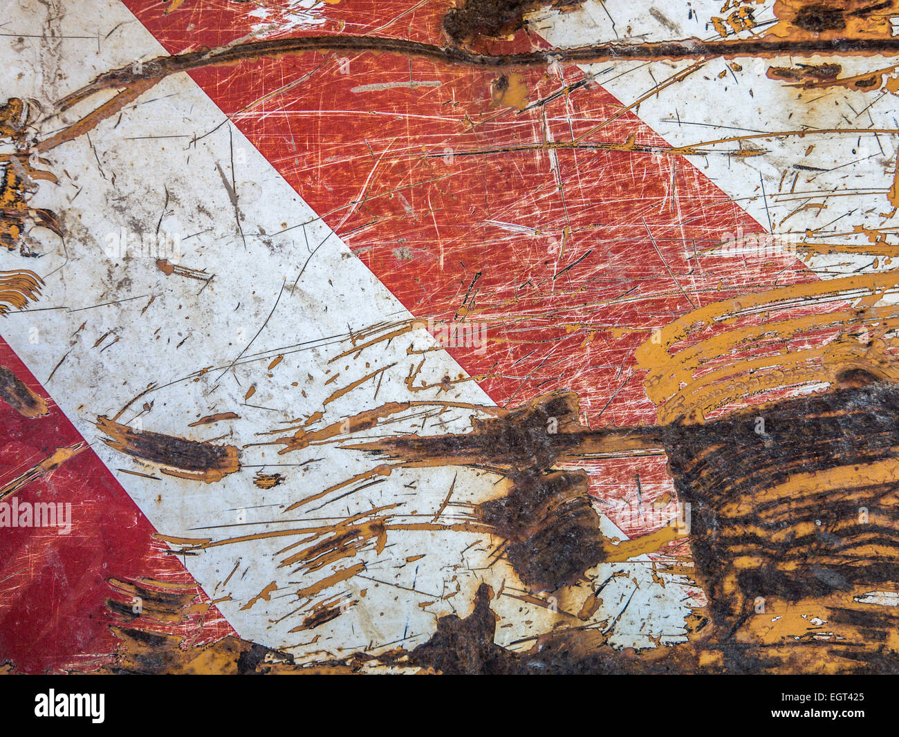 Rusted Red And White Warning Sign Stock Photo - Alamy