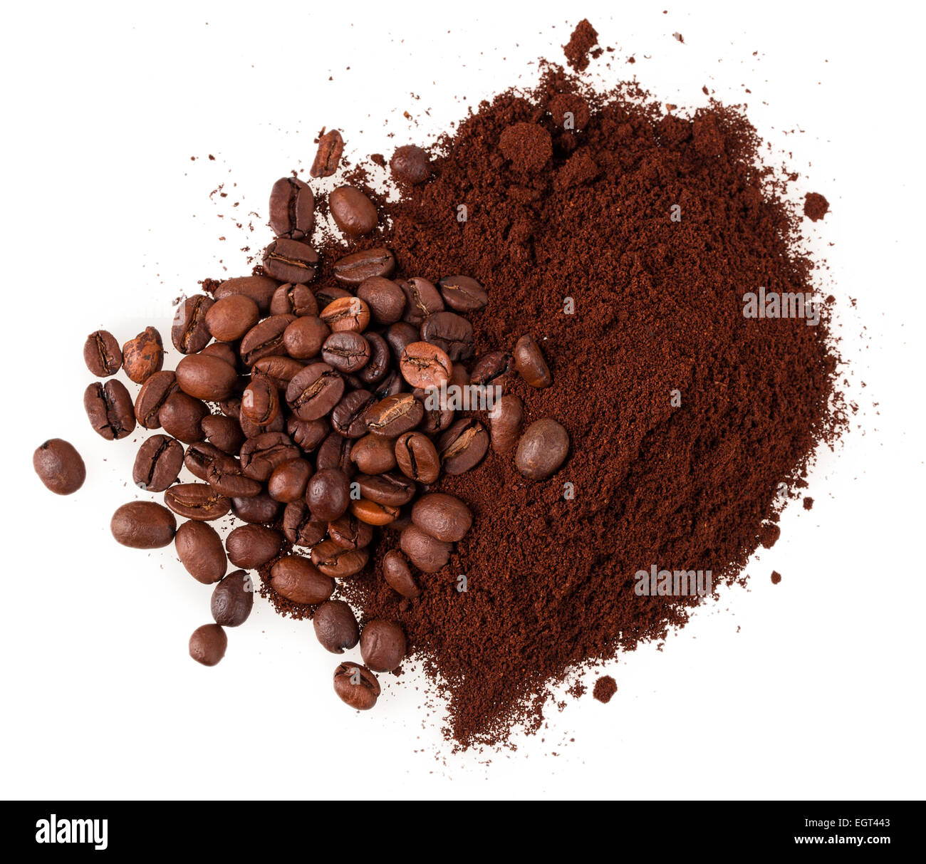 ground coffee and grain isolated on white background Stock Photo - Alamy