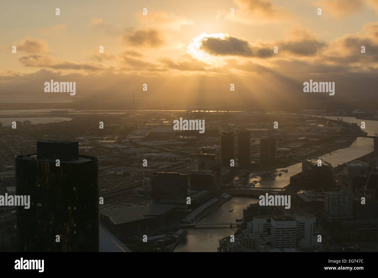 Aerial View of Sunset over Melbourne City Australia Stock Photo - Alamy