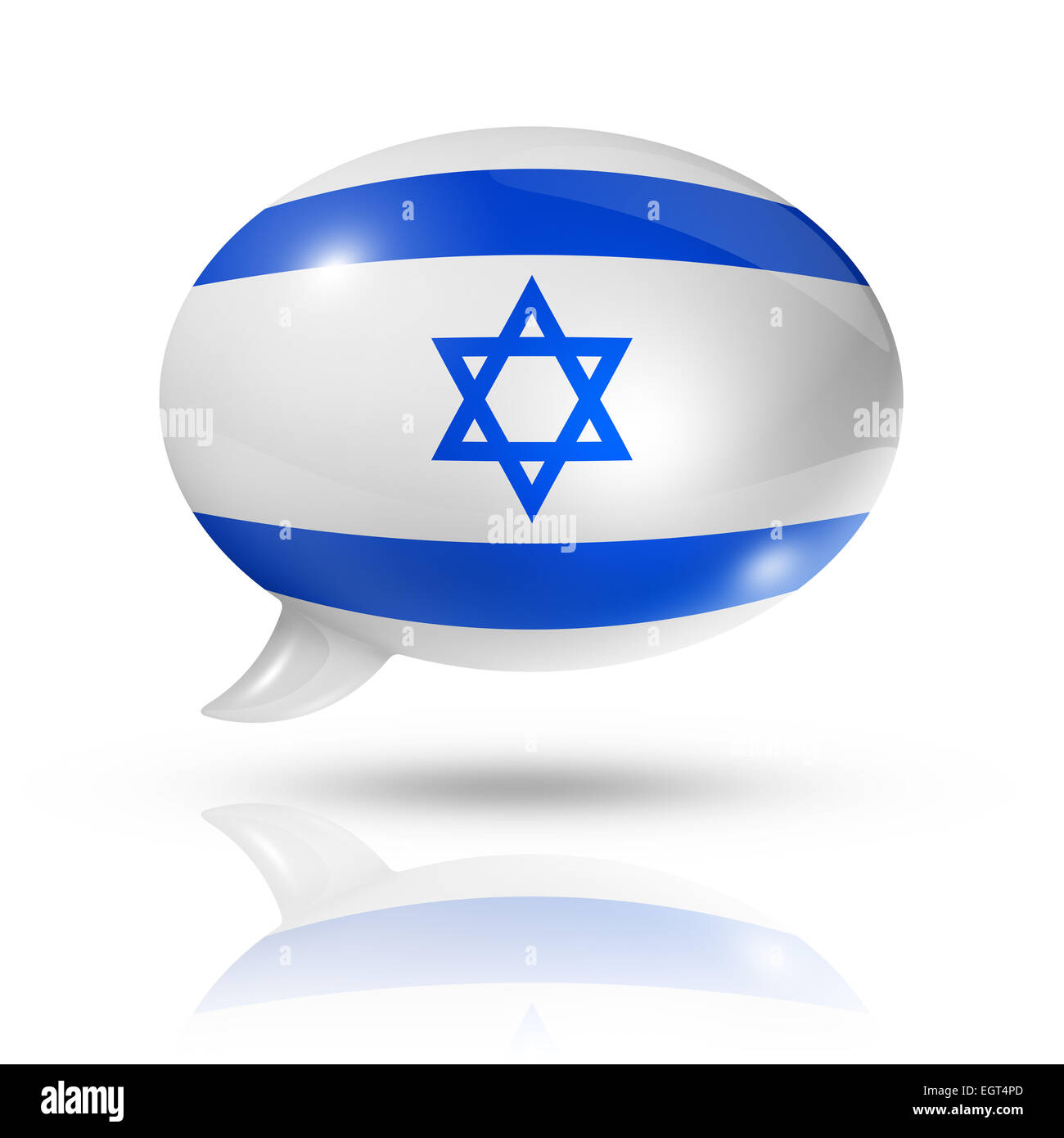 three dimensional Israel flag in a speech bubble isolated on white with ...