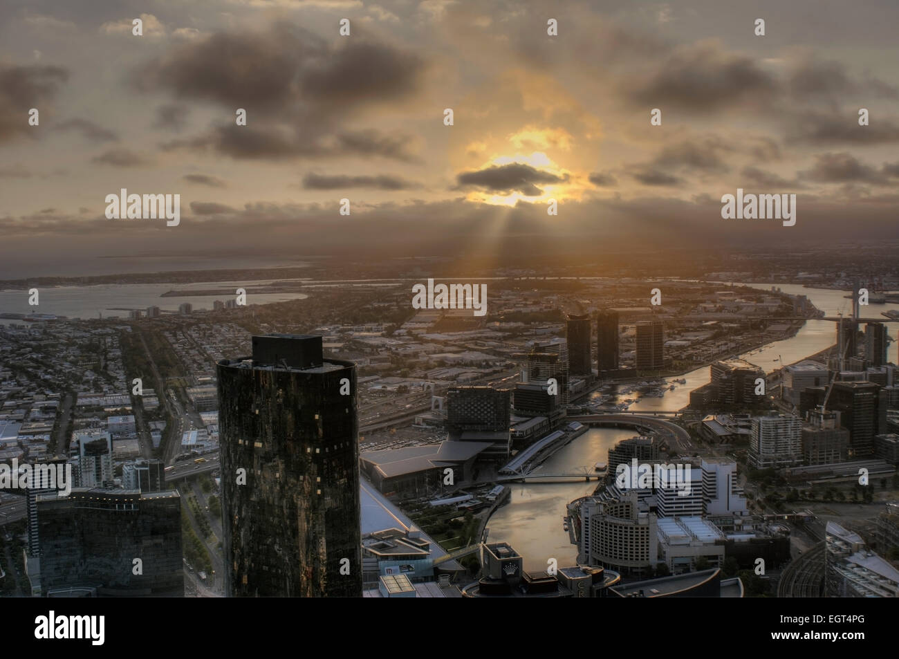 Aerial View of Sunset over Melbourne City Australia Stock Photo - Alamy
