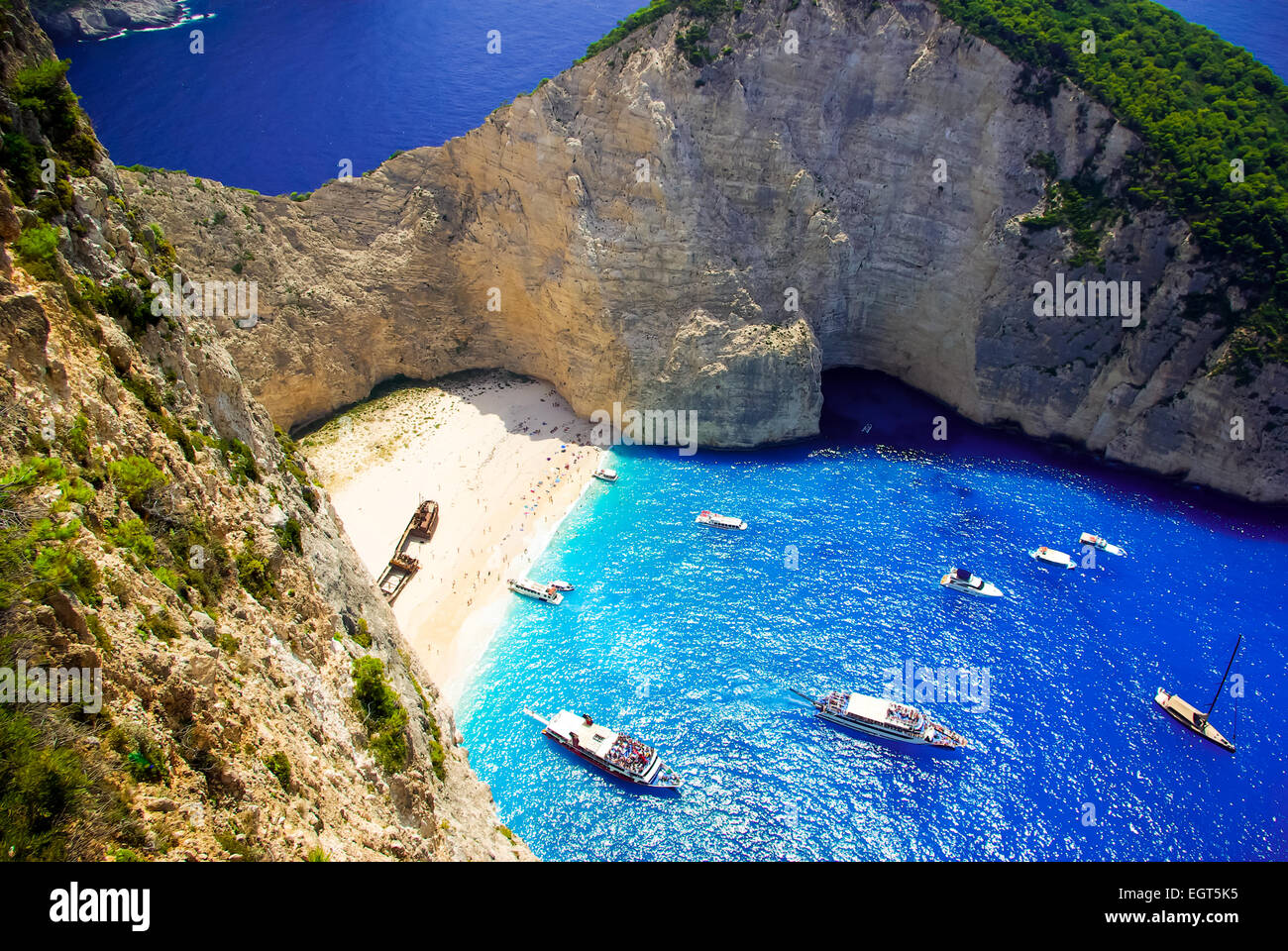 Navagio Beach - Shipwreck Beach, Zakynthos Island, Greece. The most ...