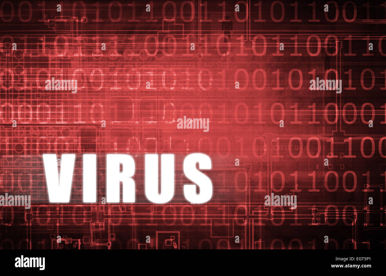Virus on a Digital Binary Warning Abstract Stock Photo - Alamy