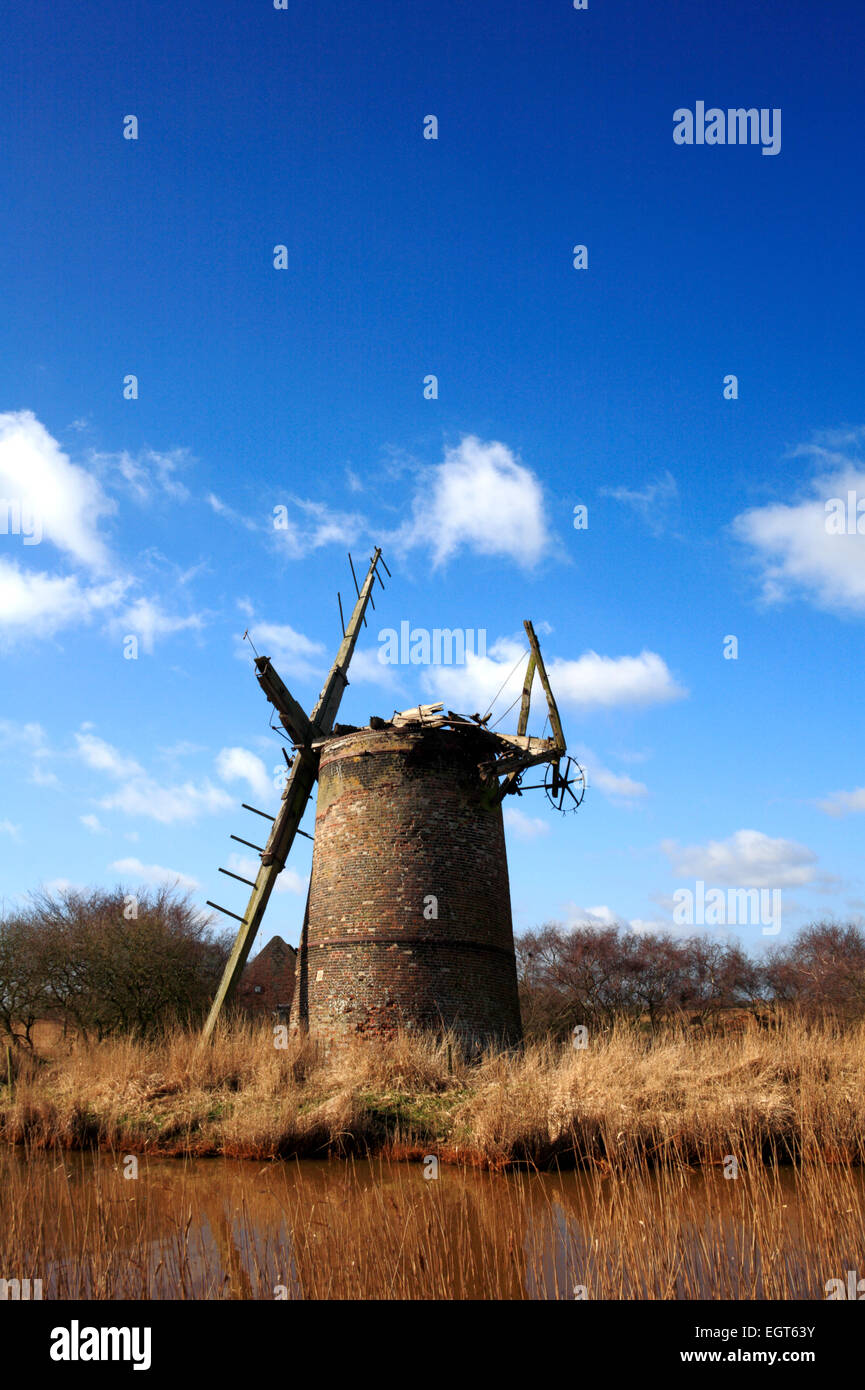 A view of the derelict Brograve Drainage Mill on the Norfolk Broads ...