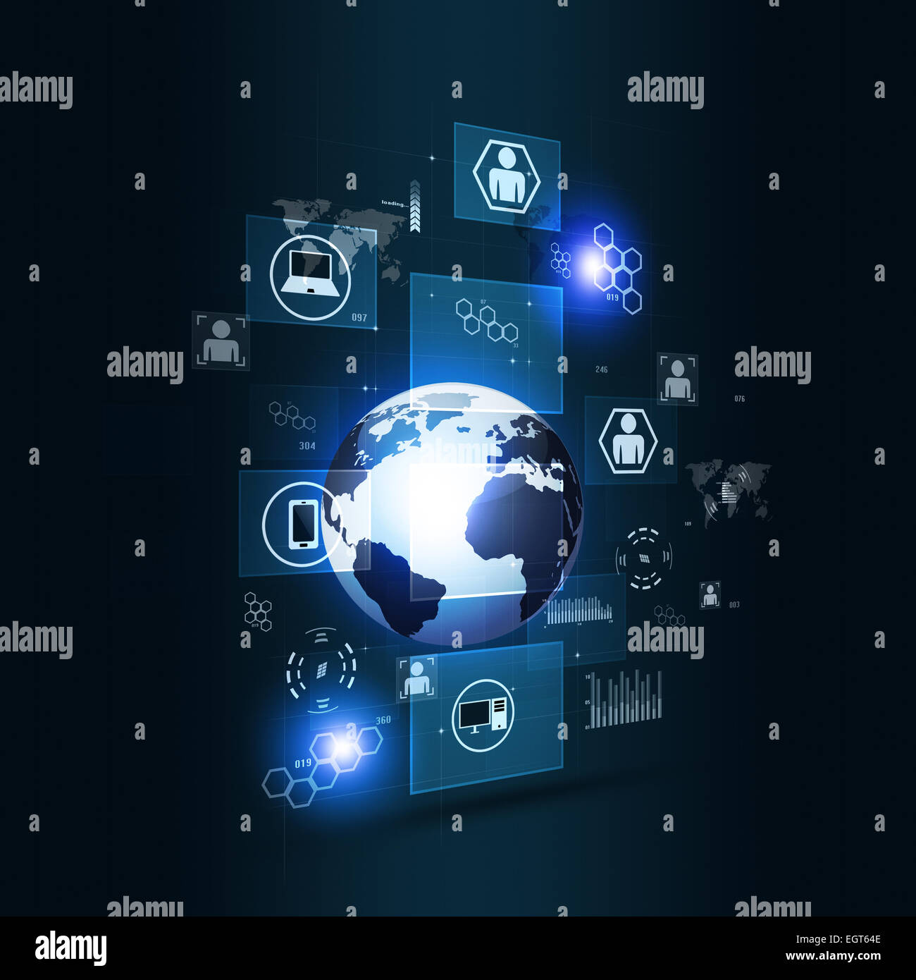 concept interface of global web connections and communications Stock ...