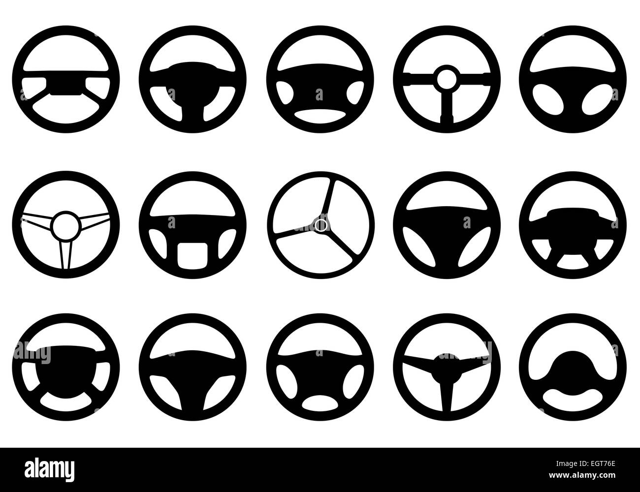 Set of different steering wheels Stock Photo - Alamy