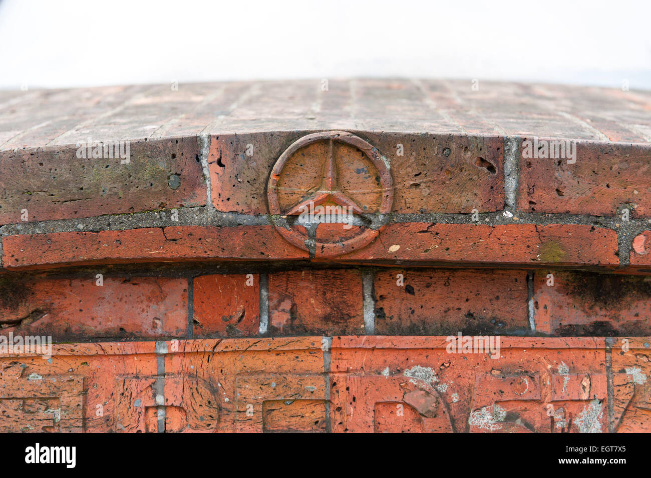 Shanghai, China. 1st March, 2015. A Benz car made of red bricks parks ...