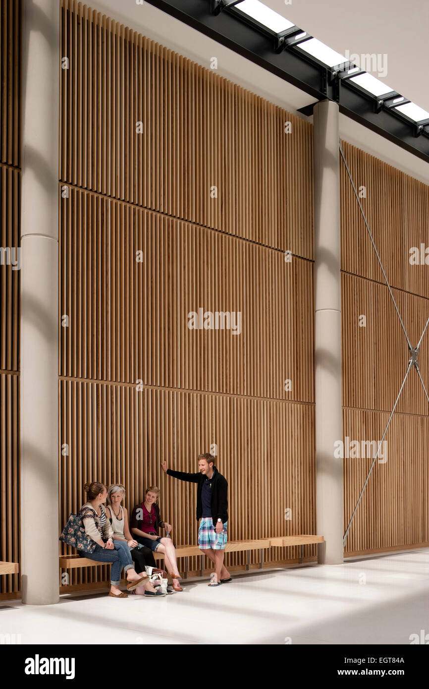 Waiting outside lecture theatre in The Newton Building Stock Photo - Alamy