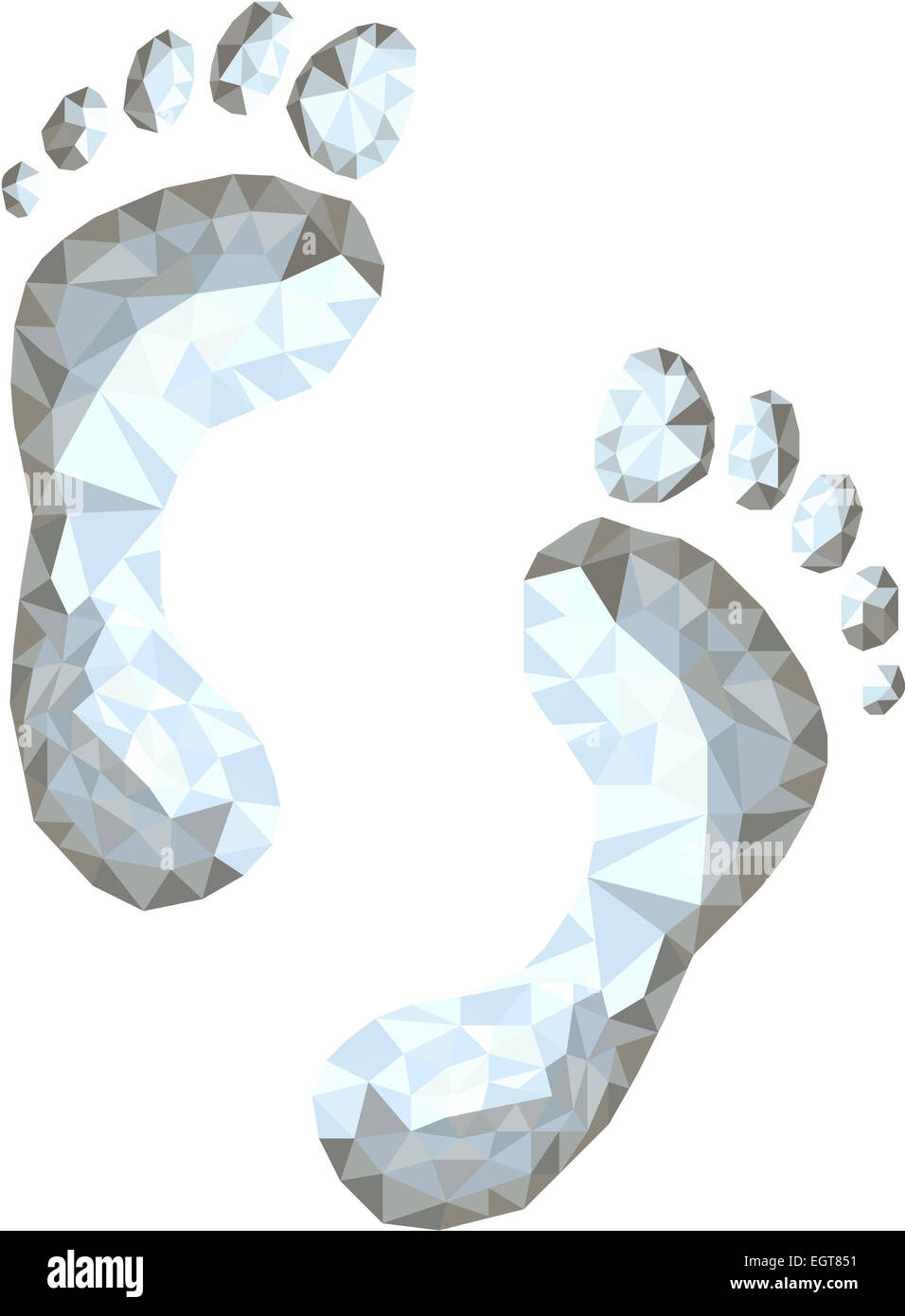 Low polygon style illustration of a footprint set on isolated white ...