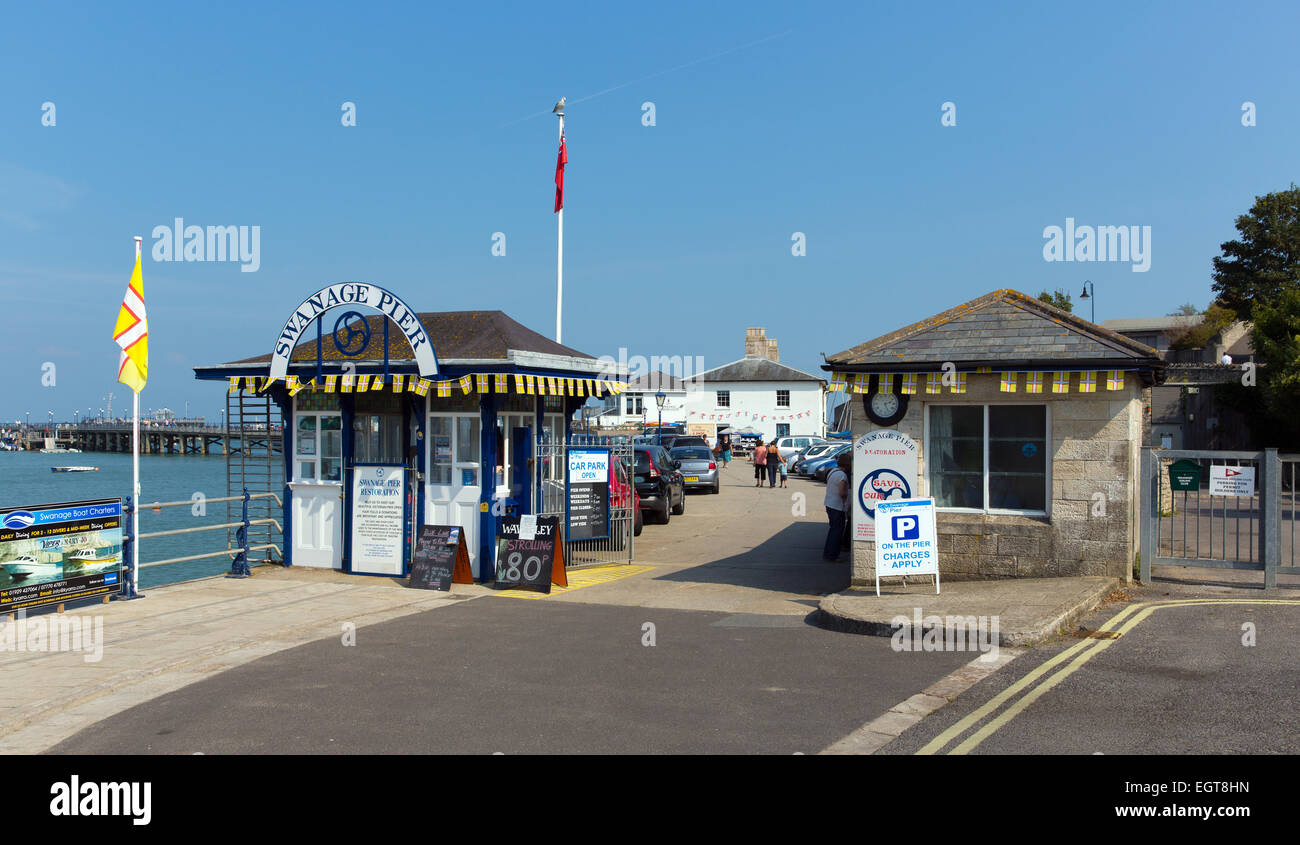 Swanage pier entrance Dorset England UK in summer with blue sky Stock ...