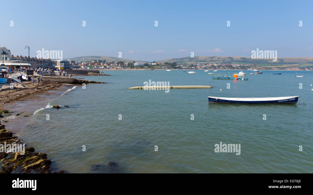 View of Swanage town and bay Dorset England UK south coast near Poole ...