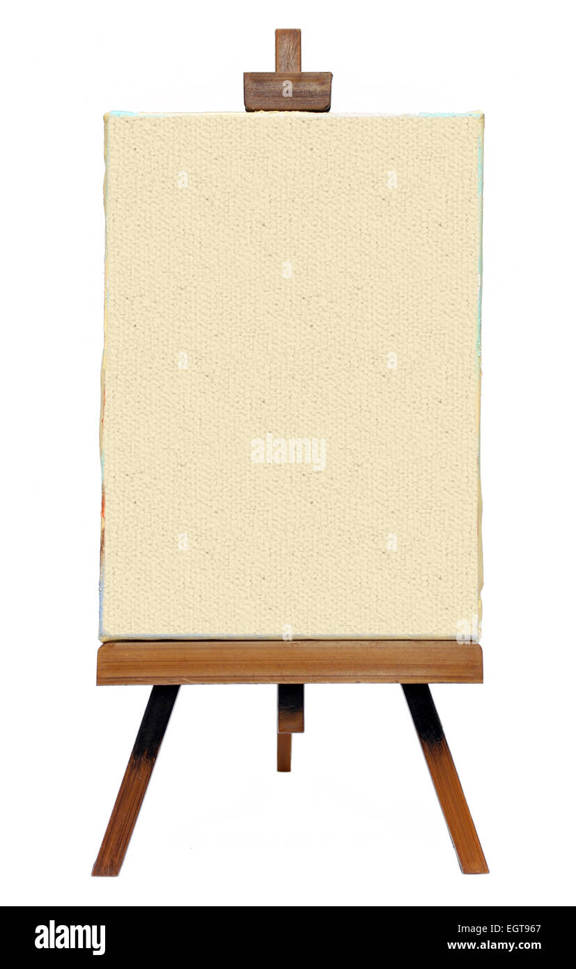 Old Easel with canvas isolated on white background Stock Photo - Alamy