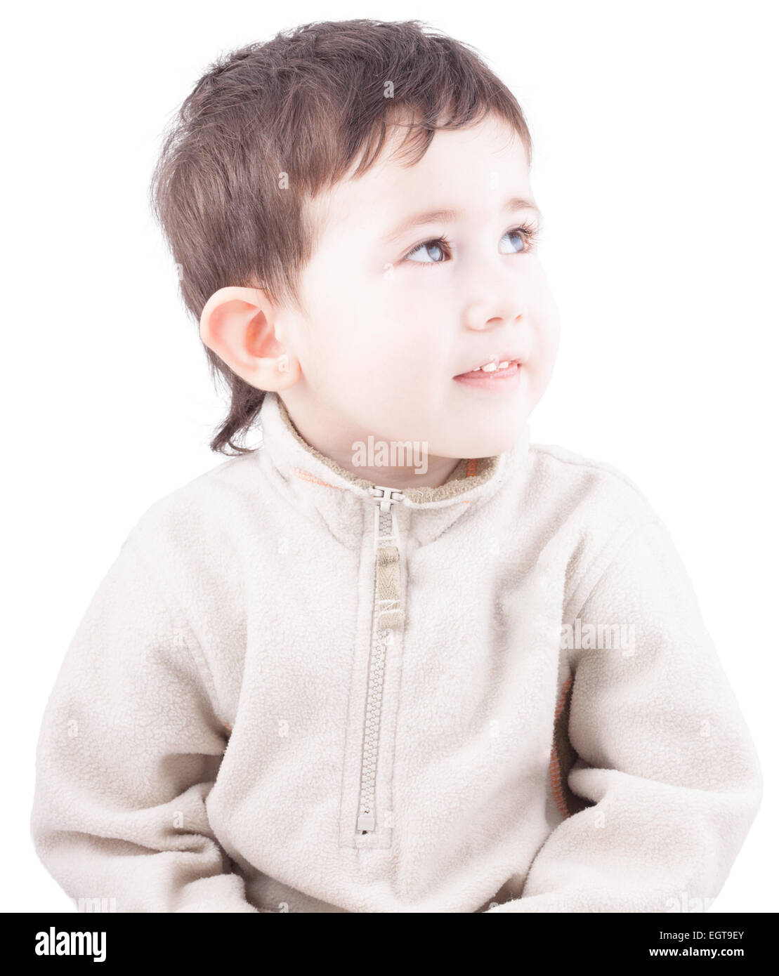 Small child thinking and looking away. Isolated Stock Photo - Alamy