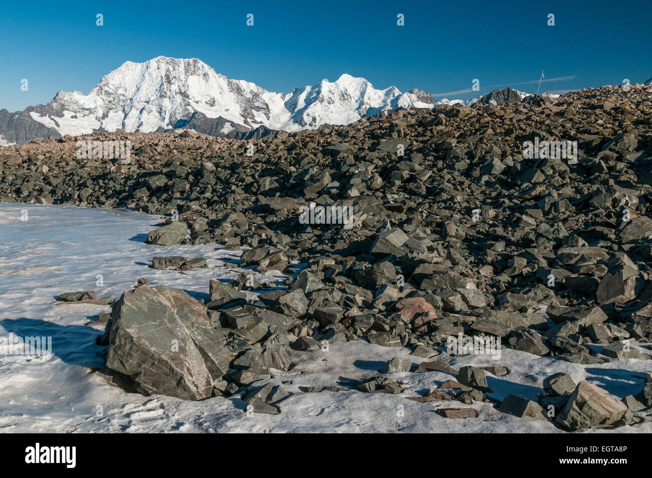 Mount Cook, left, and Mount Dampier, Southern Alps, West Coast, South ...