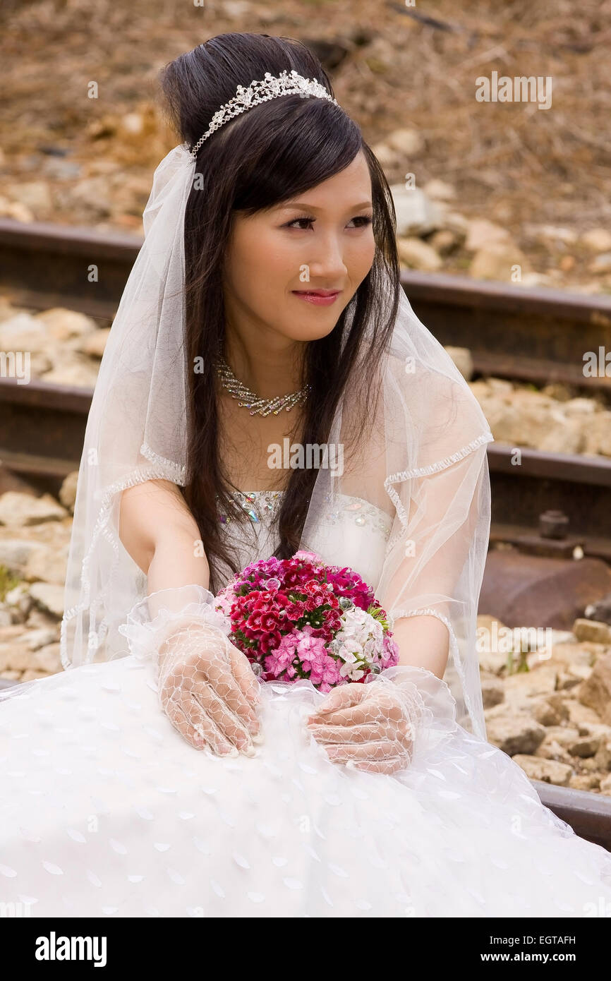 Young Vietnamese bride and groom, Dalat, Asia Stock Photo - Alamy