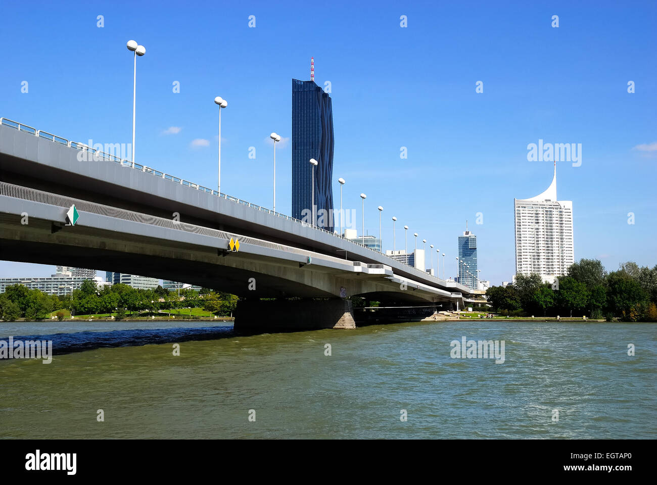 The Vienna International Centre (VIC), on the river Danube, It is the ...