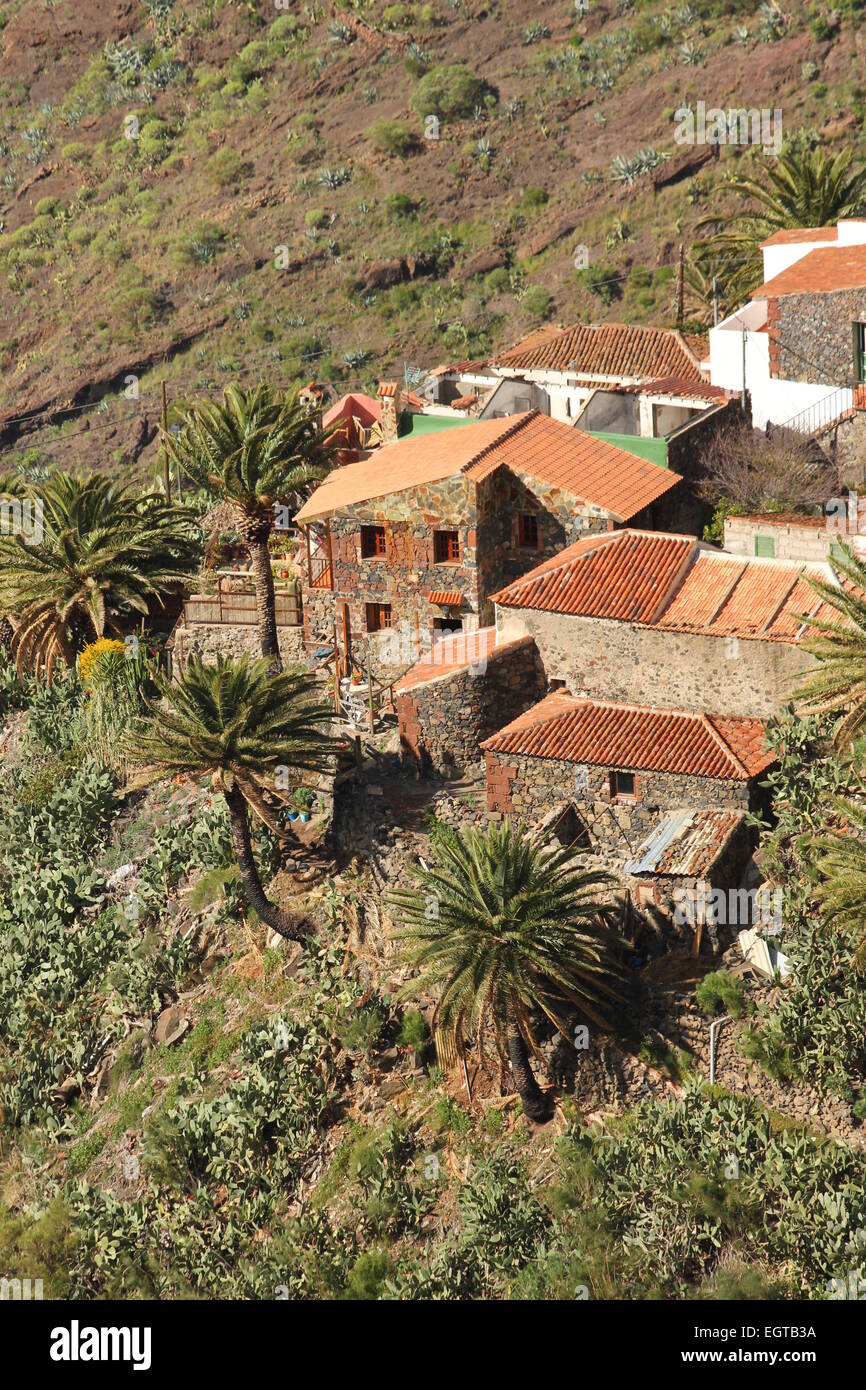 Tenerife landscape. spring green volcanic landscape above masca ...