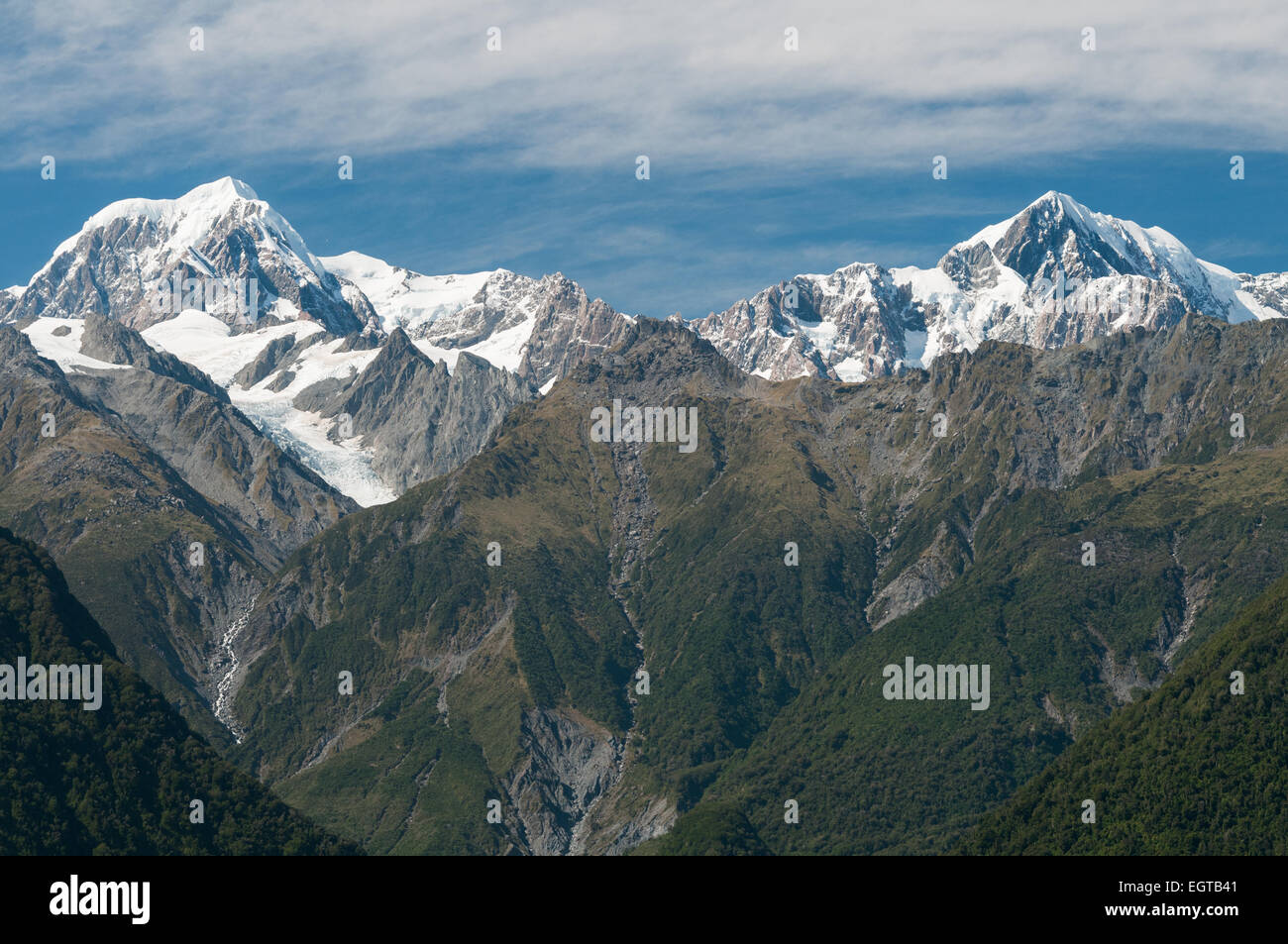 Mount Cook, right, and Mount Tasman, Southern Alps, West Coast, South ...
