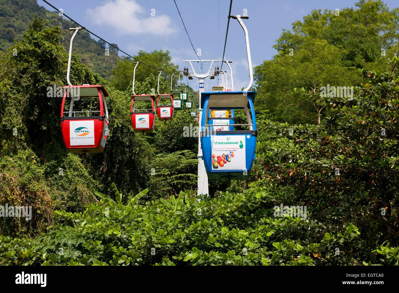 Cable car up the mountain of the Black woman, Nui Ba Den volcanic cones ...