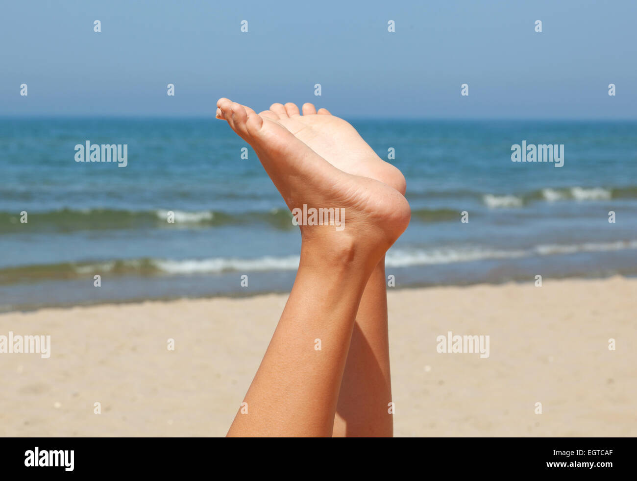 Woman sunburn feet hi-res stock photography and images - Alamy