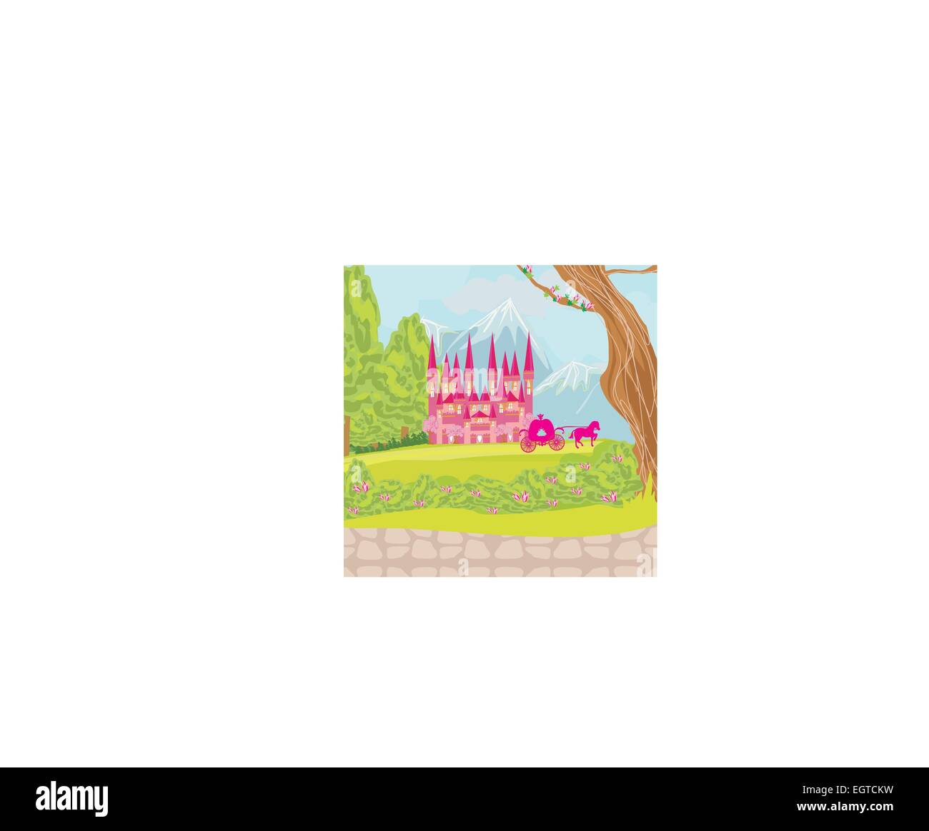 beautiful fairytale pink castle Stock Vector Image & Art - Alamy