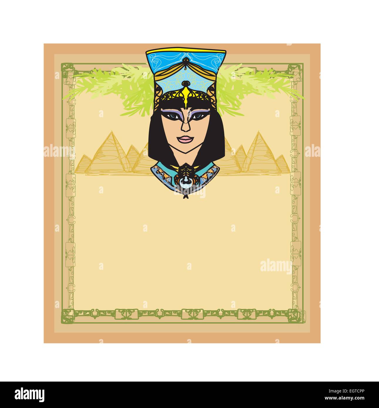 Egyptian queen cleopatra frame egypt pyramid Stock Vector Images - Alamy