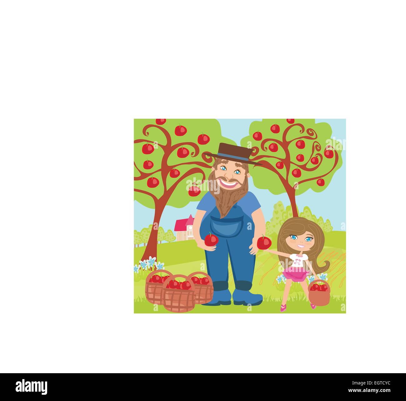 Family apple orchard Stock Vector Images - Alamy