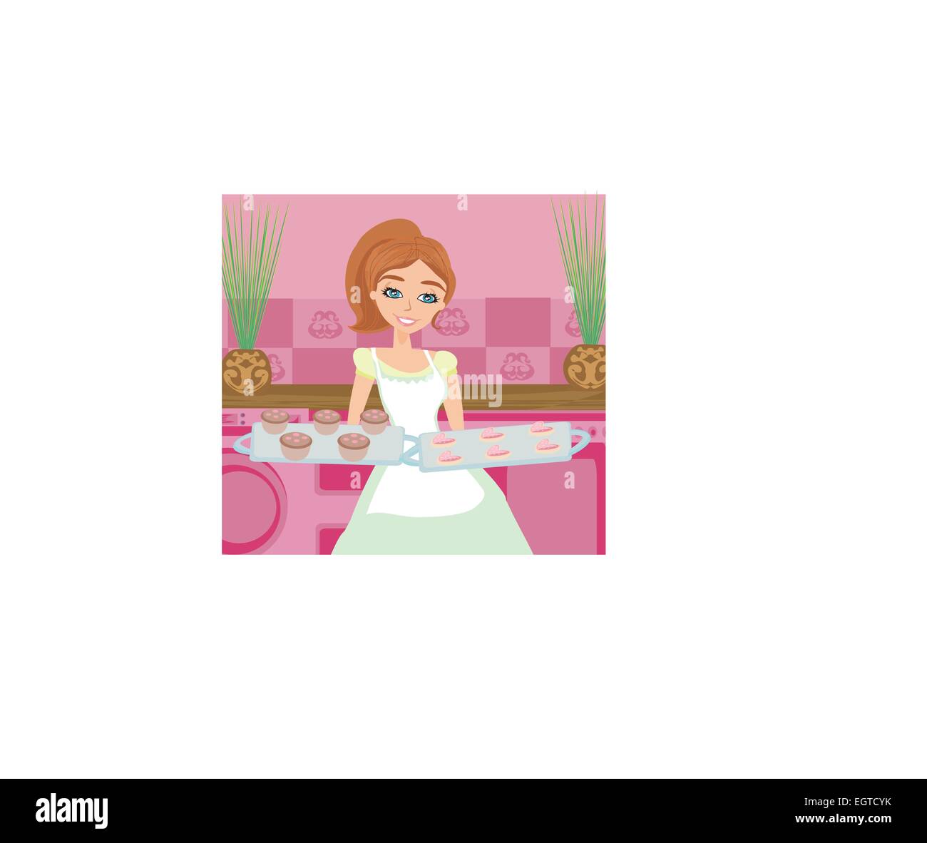 Housewife serving cookies Stock Vector Image & Art - Alamy