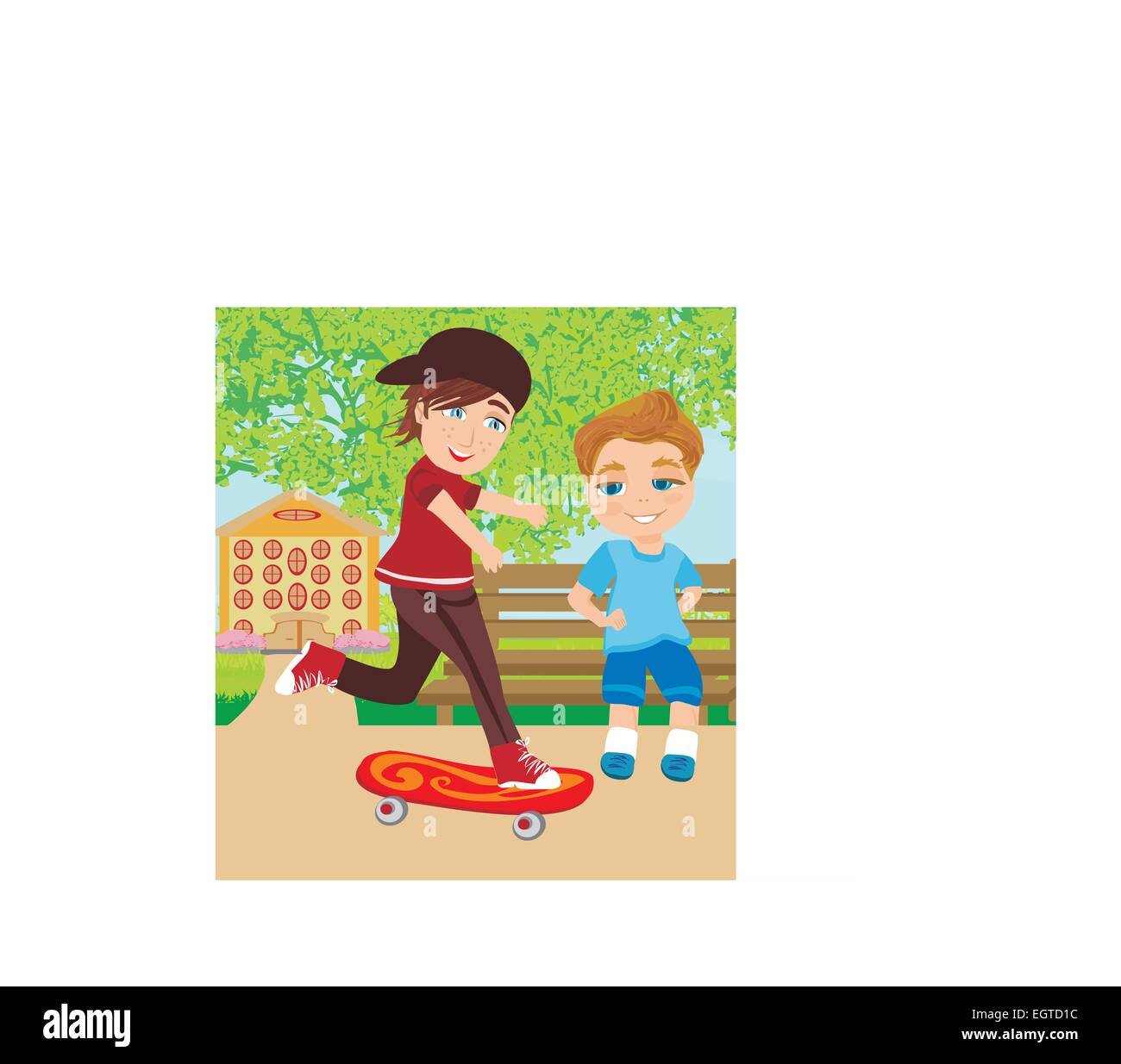 The happy boy on a skateboard Stock Vector Image & Art - Alamy