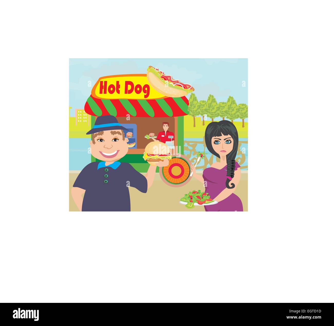 The girl eats Stock Vector Images - Alamy