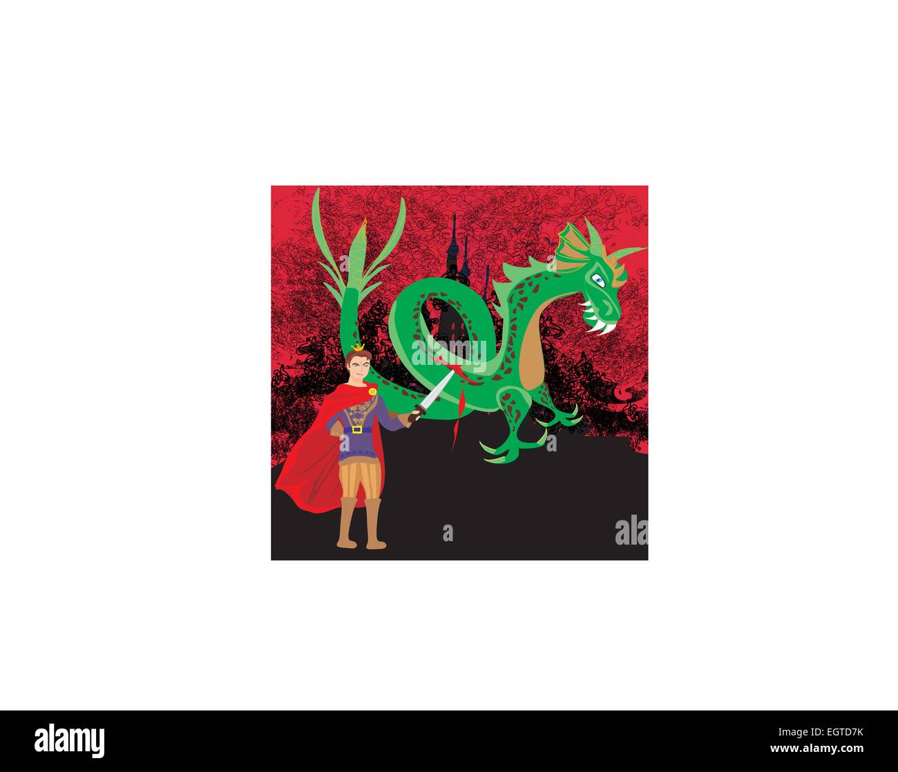 Prince fighting the dragon Stock Vector Image & Art - Alamy