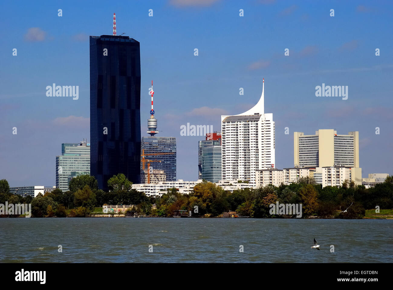The Vienna International Centre (VIC) on the river Danube, it is the ...