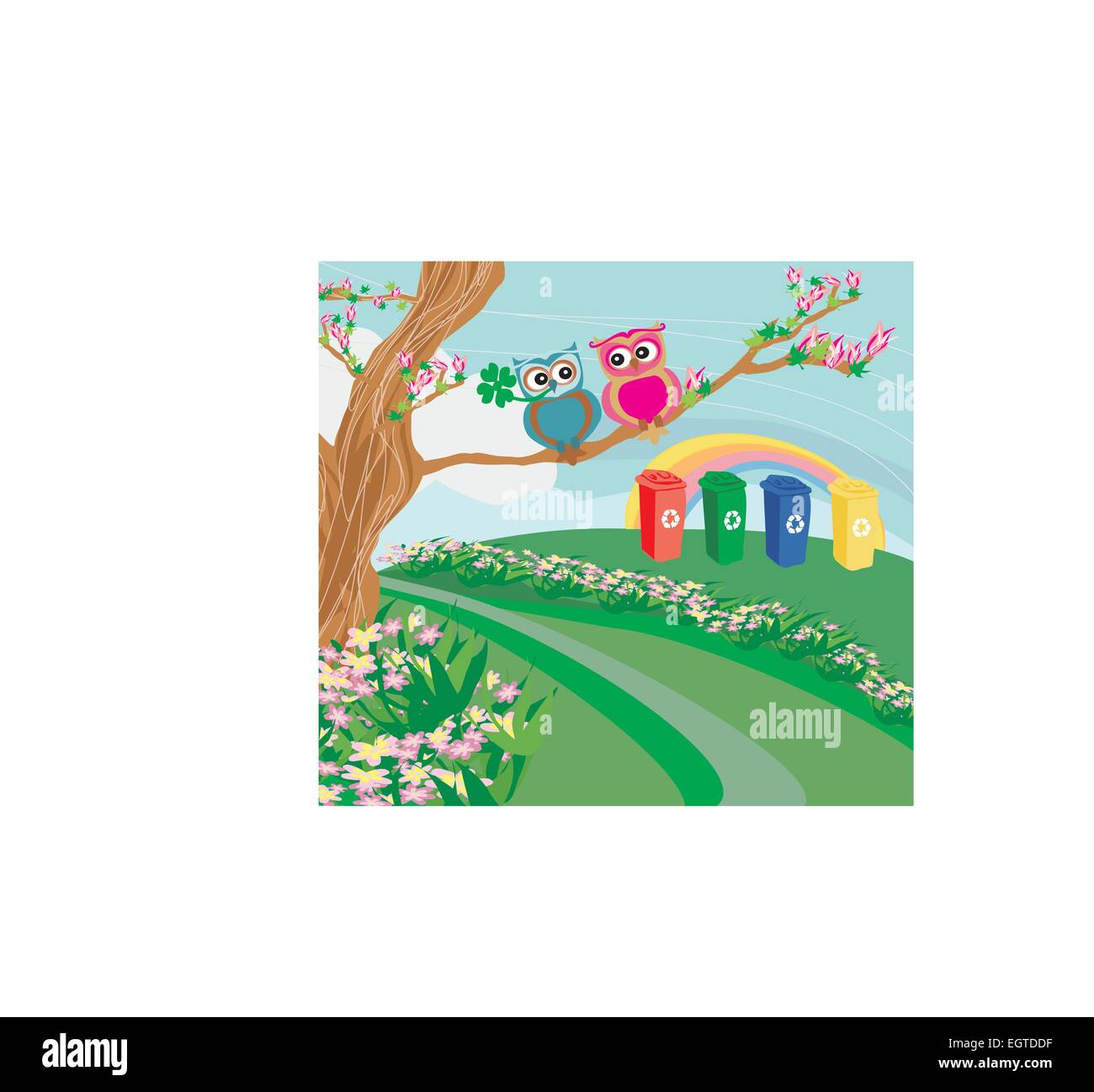 Recycling bins in spring scenery Stock Vector Image & Art - Alamy