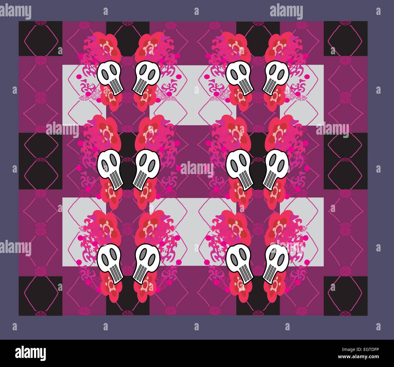 Abstract emo pattern background skull Stock Vector Images - Alamy