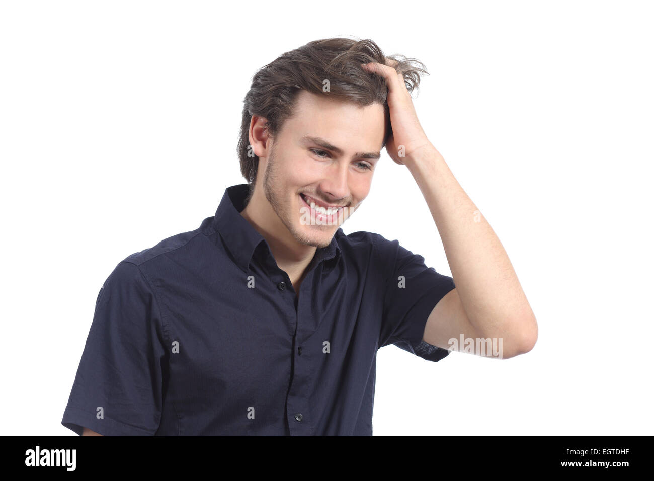 Handsome happy man smiling isolated on a white background Stock Photo ...