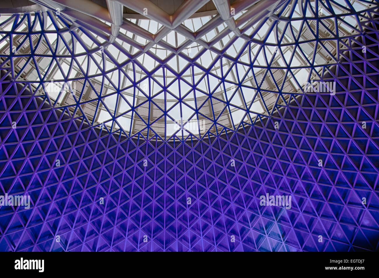 Closeup detail of modern architecture showing large interior structure ...