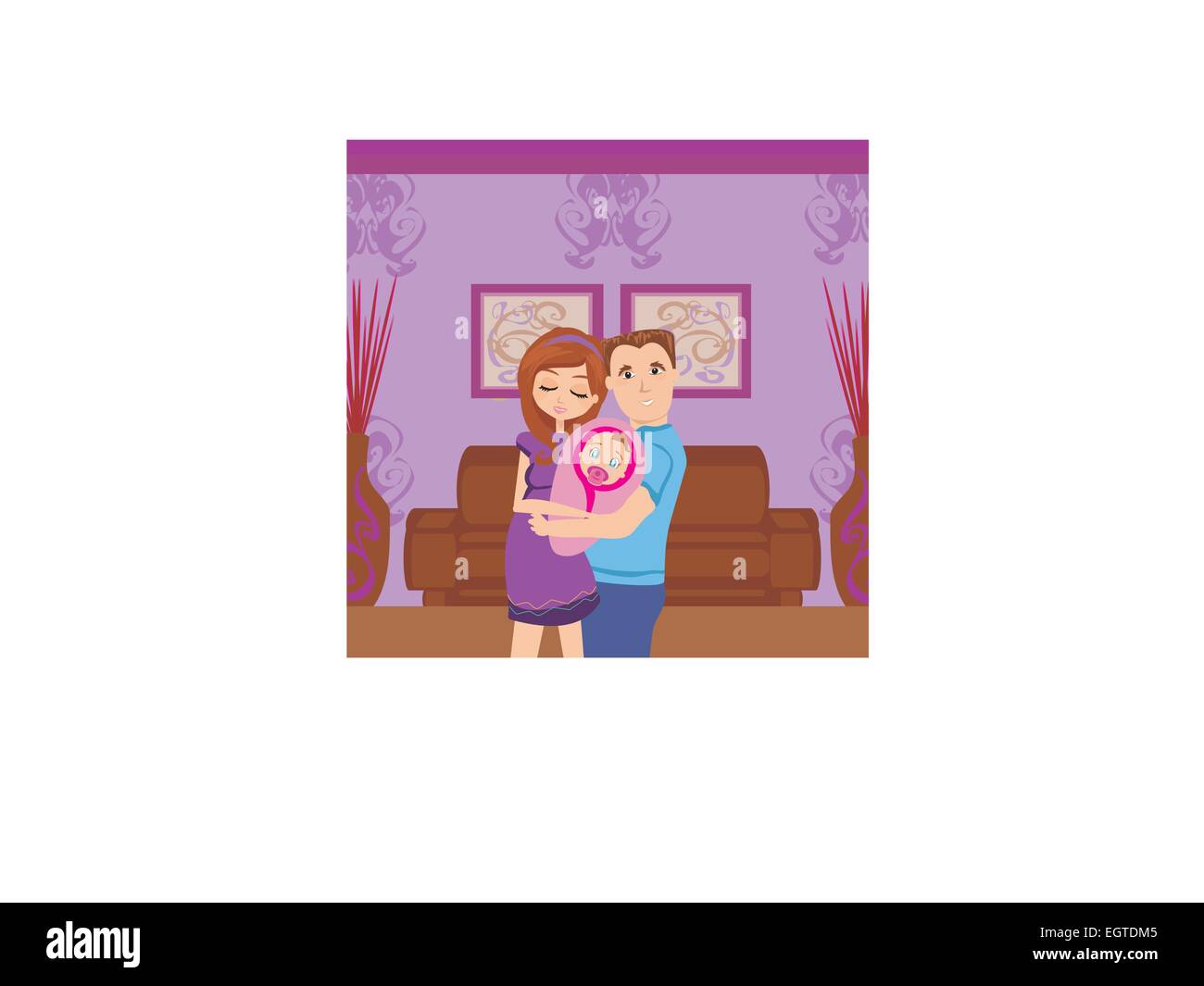 Happy Young Couple with Newborn Baby Stock Vector Image & Art - Alamy
