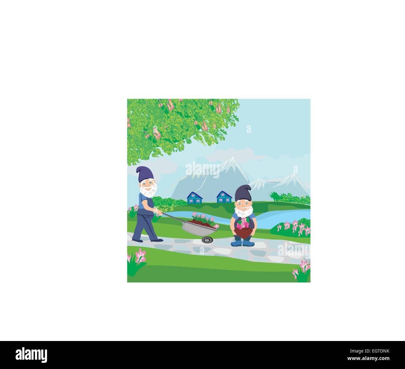 two dwarfs gardeners Stock Vector Image & Art - Alamy