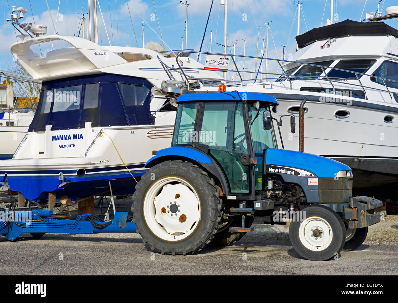 Tractor at Falmouth Marina, Cornwall, England UK Stock Photo - Alamy