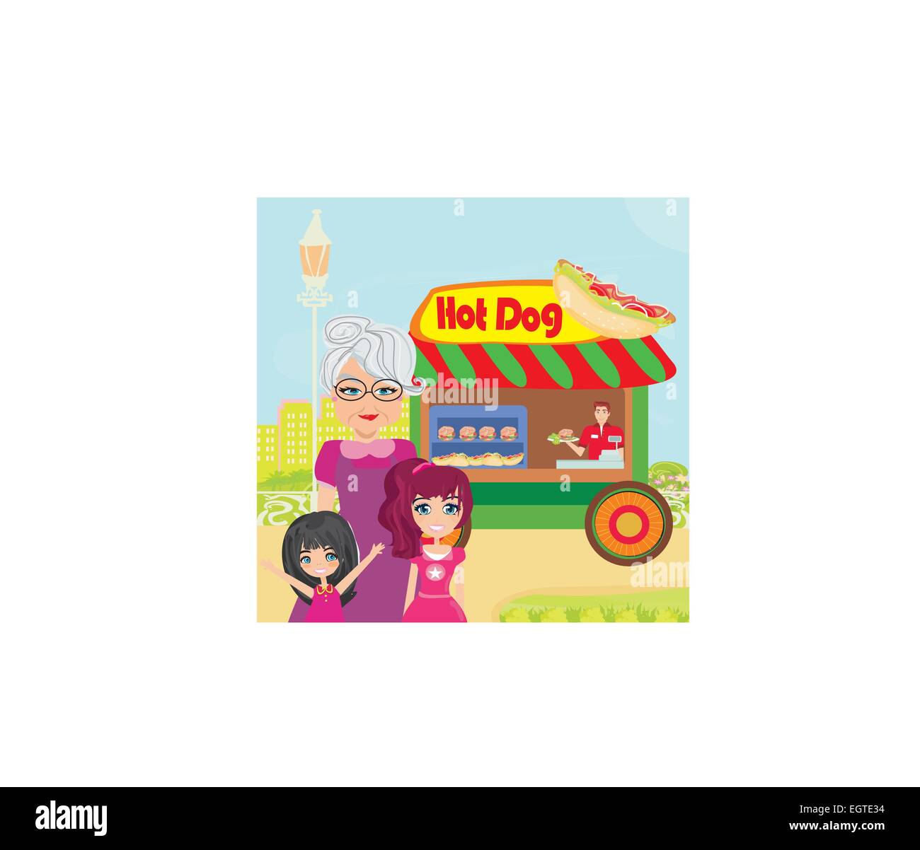 Salesman stand Stock Vector Images - Alamy