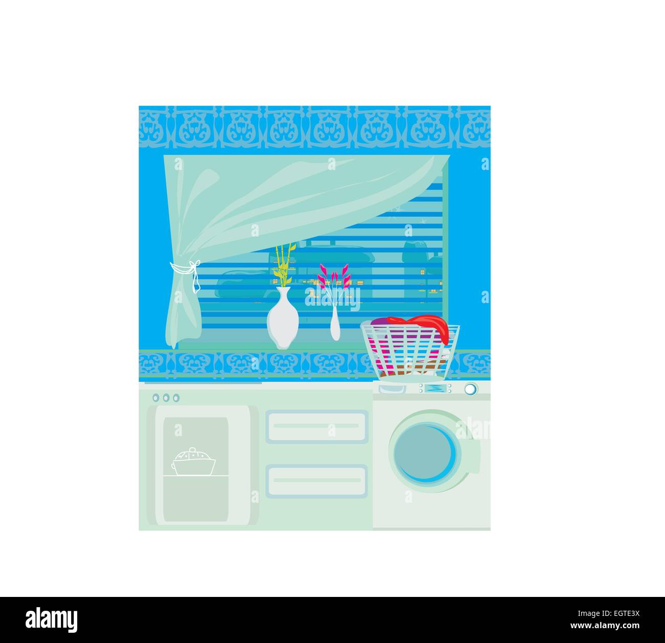 Modern blue kitchen Stock Vector Image & Art - Alamy