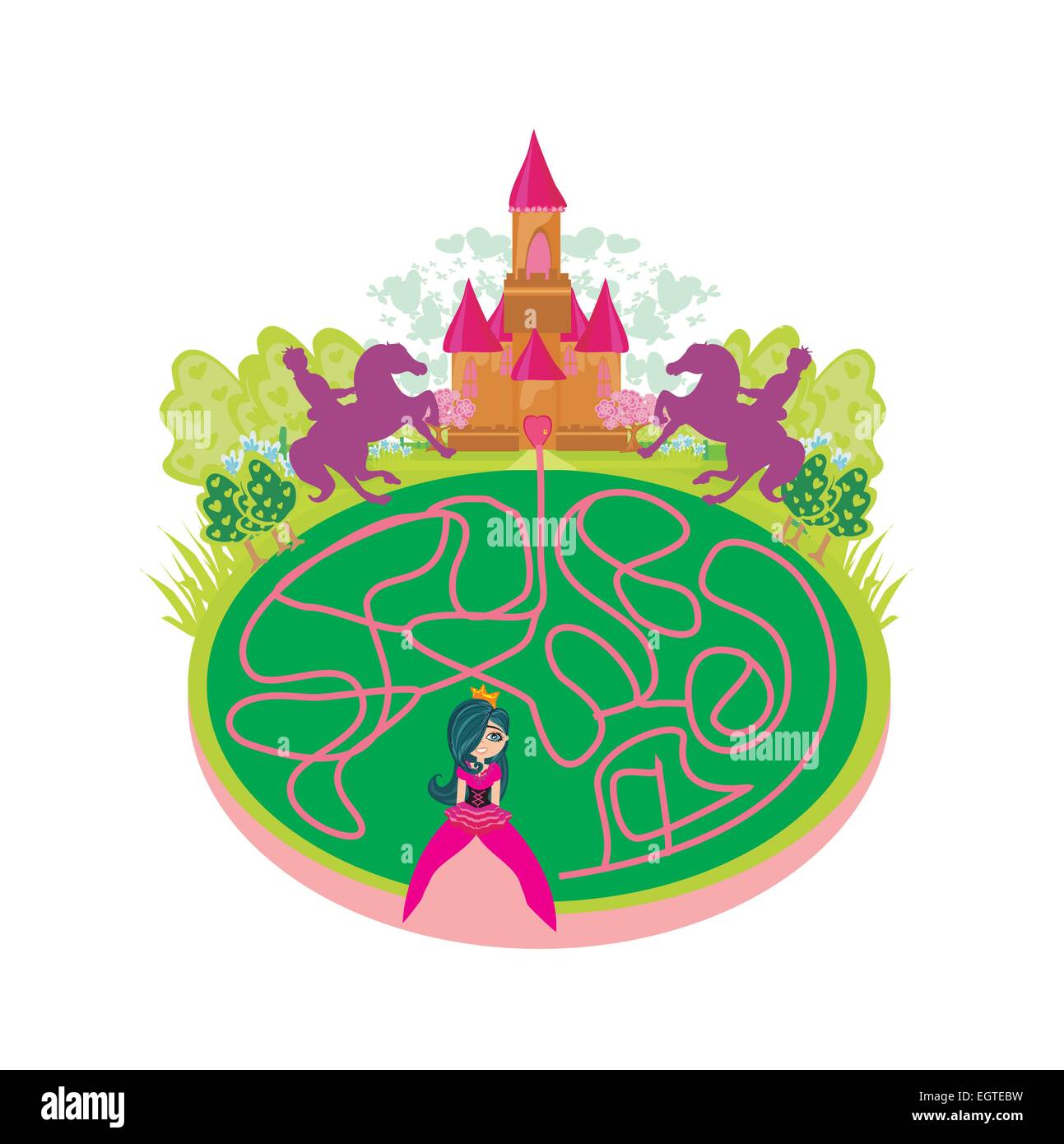 Funny maze game castle princess hi-res stock photography and images - Alamy