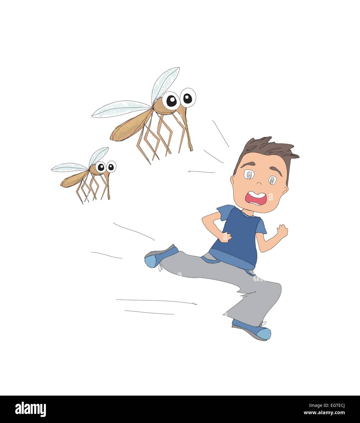 boy runs away from mosquitoes Stock Vector Image & Art - Alamy