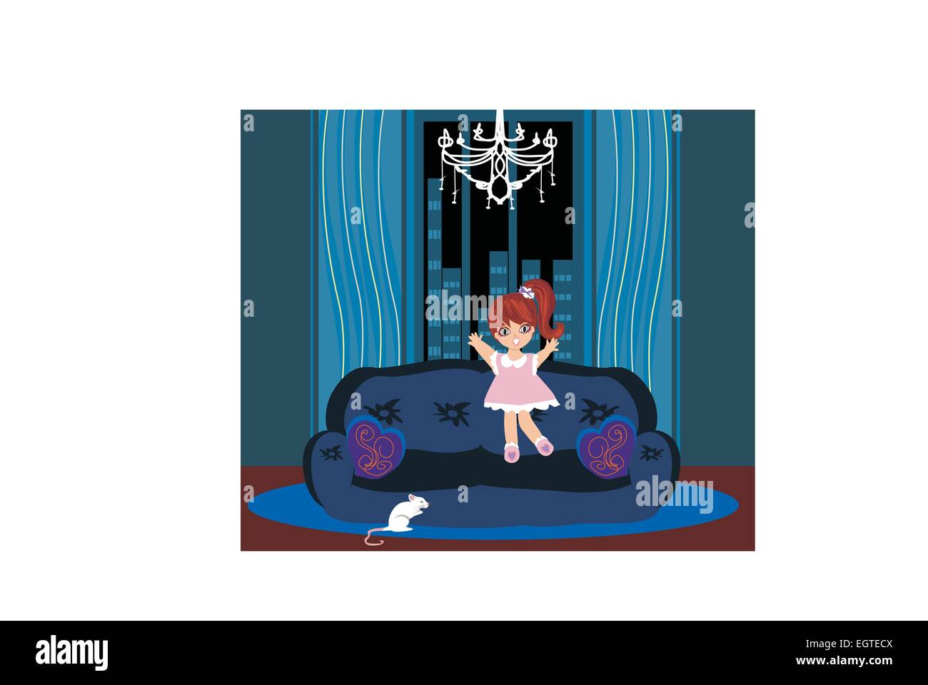 a little girl scared by a mouse Stock Vector Image & Art - Alamy