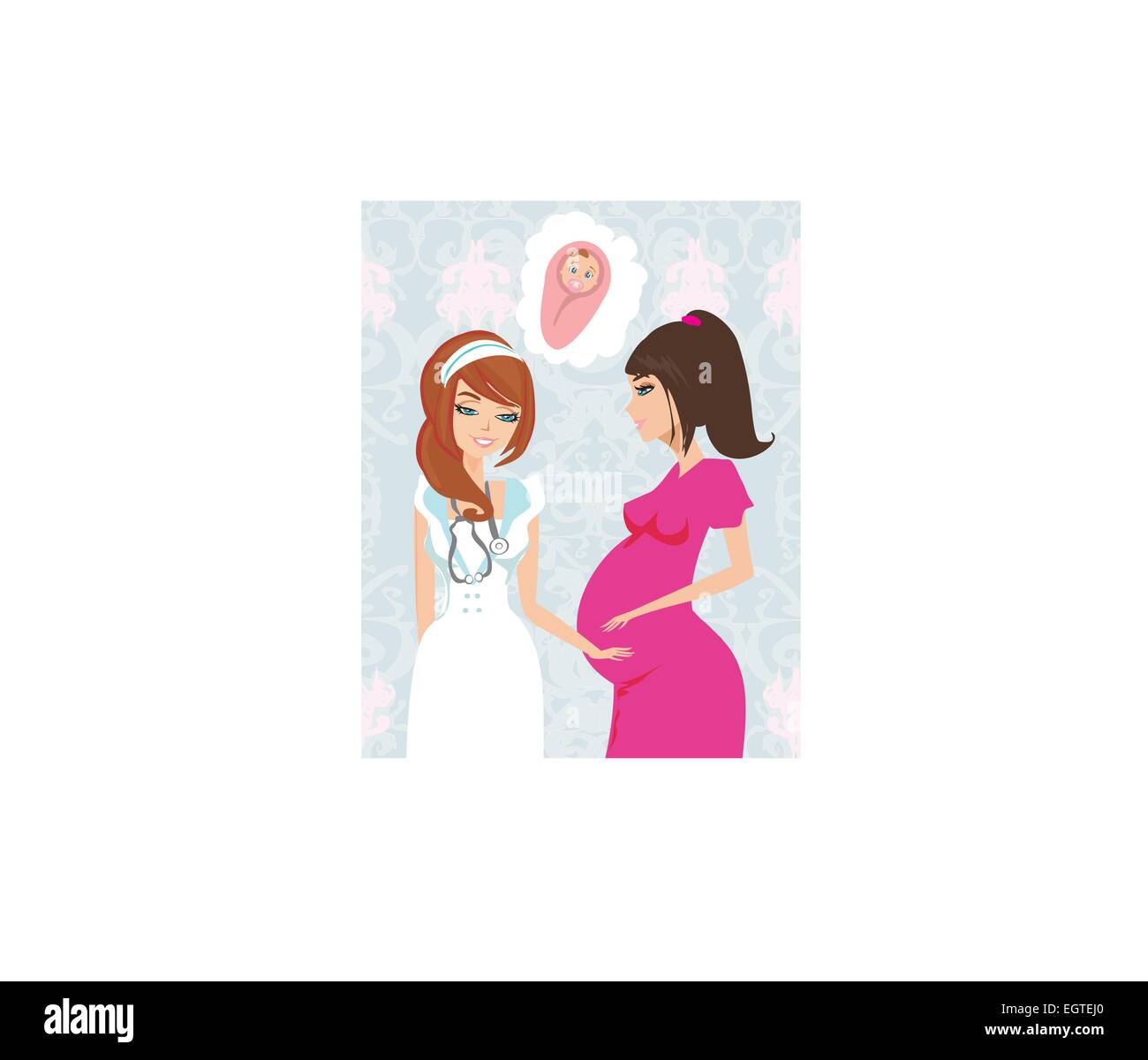 Illustration of a Pregnant Woman Having a Prenatal Checkup Stock Vector ...
