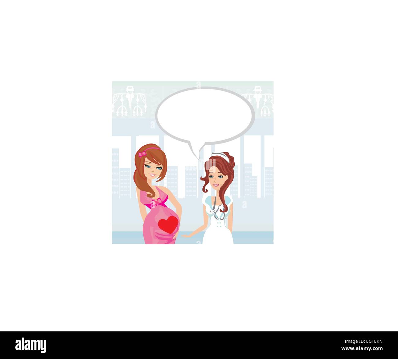 Illustration of a Pregnant Woman Having a Prenatal Checkup Stock Vector ...