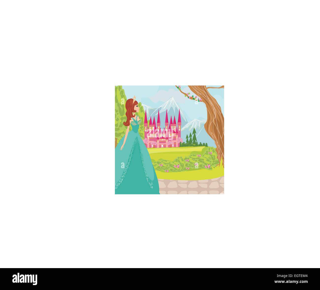 Beautiful little princess in front of her castle Stock Vector Image ...