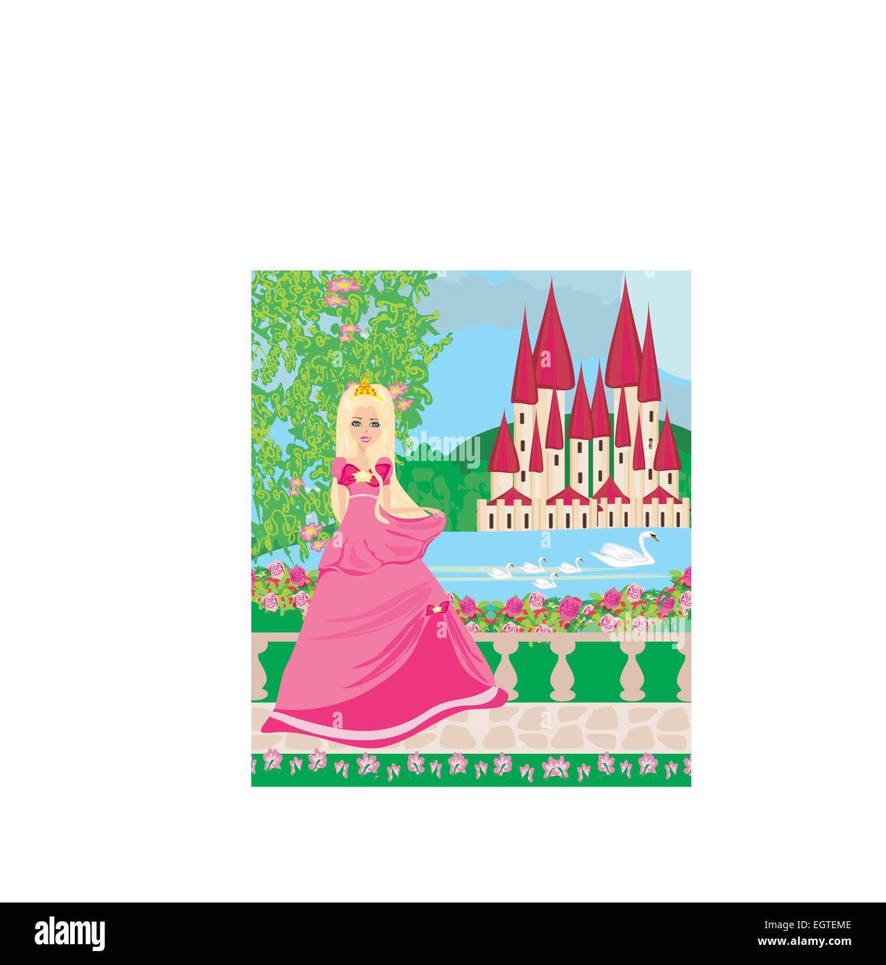 beautiful princess in the garden Stock Vector Image & Art - Alamy