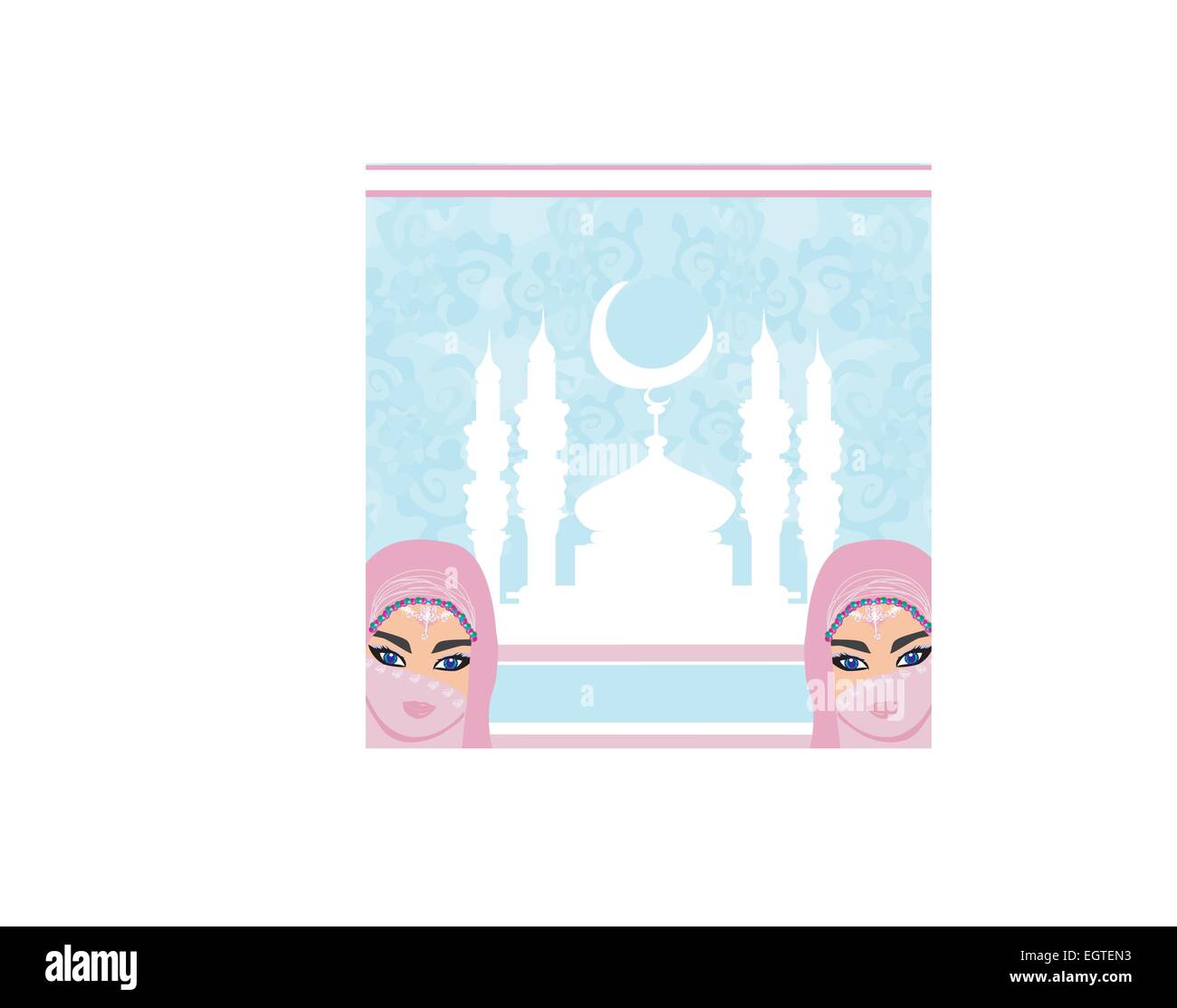 beautiful muslim women on mosque background Stock Vector Image & Art ...