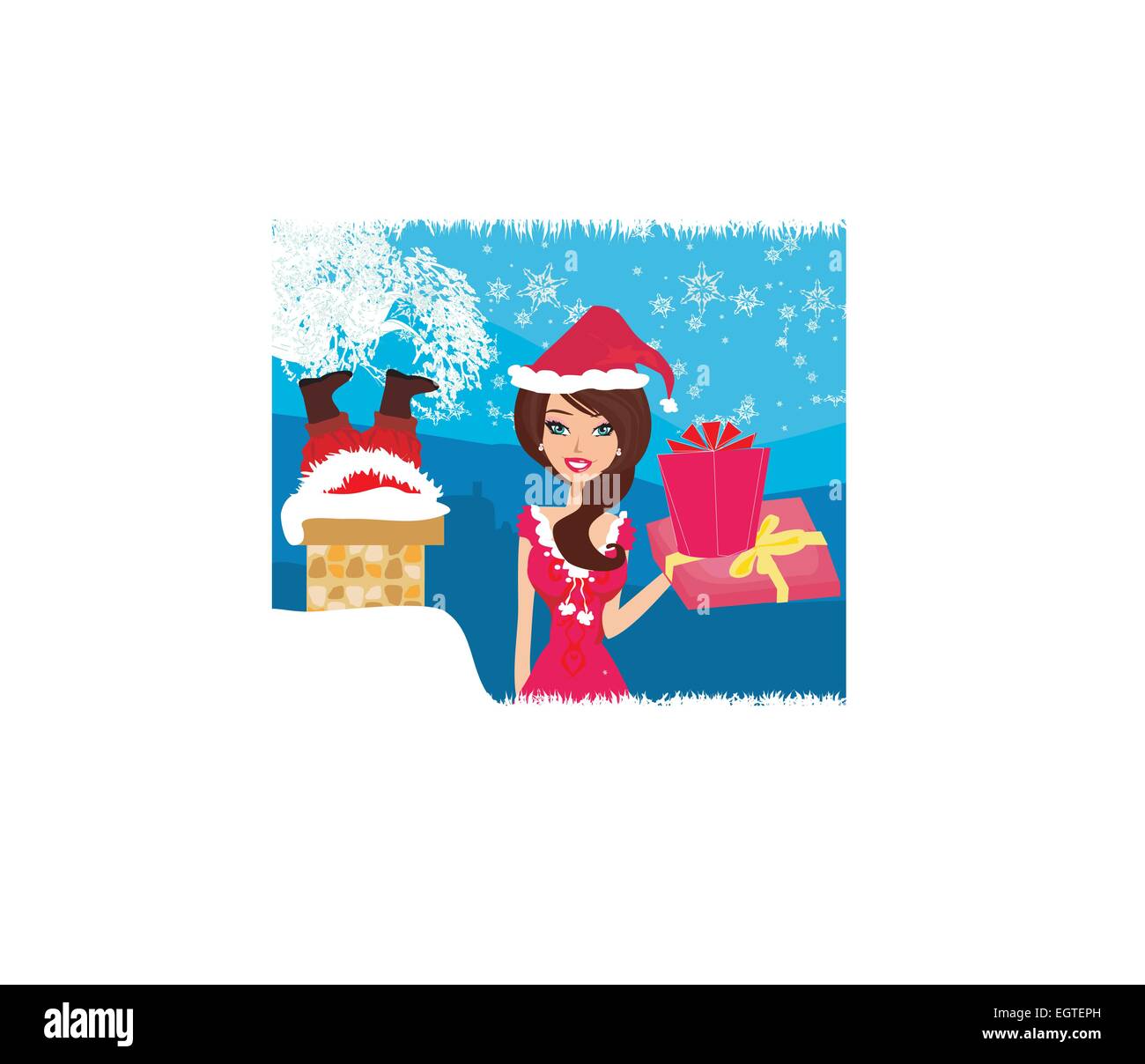 Beautiful woman christmas eve Stock Vector Images - Alamy